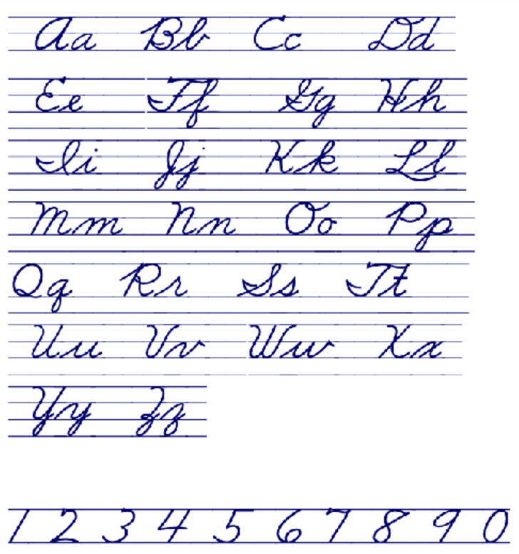 Cursive Handwriting Chart Free Download | Printable Letters to Cut Out